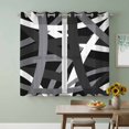 Abstract Art Sheer Curtains 39 Inch Long 2 Panels, White Black Gray ...