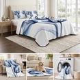 68x98in Quilt Bedding Set, Watercolor Blue Flower Tulip Lightweight ...