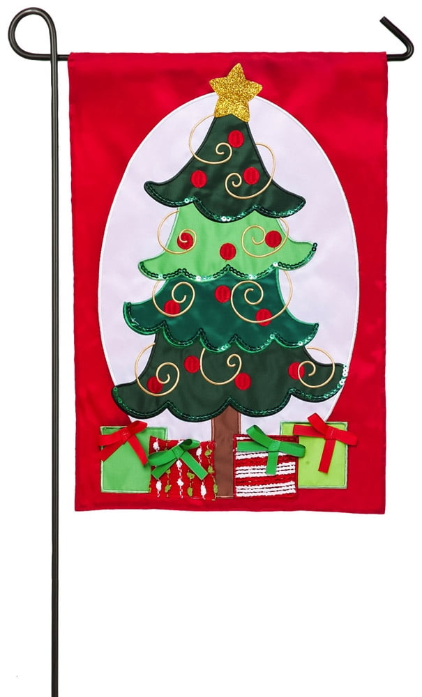 Evergreen Sequined Christmas Tree Applique Garden Flag, 12.5 x 18 ...