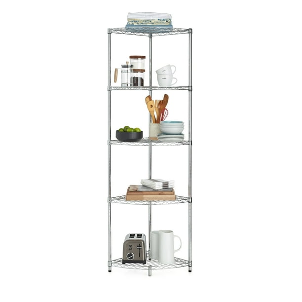HSS 5-Tier Corner Wire Shelf Unit 18"Dx18"Wx72"H, Chrome, Capacity 750 ...