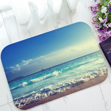 PHFZK Nautical Beach Doormat, Lighthouse Ocean Wave Rocky Beautiful ...