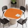 Burnt Orange Geometric Round Fitted Tablecloth with Elastic Edge, White ...