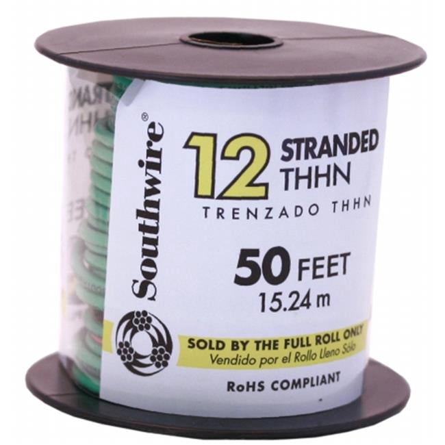 Southwire 22968283 50' 12 Gauge Green Stranded THHN Wire - Walmart.com