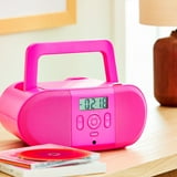 Onn+ Portable CD Boombox Pink with Digital FM Radio, Play CDs and CD-RW ...