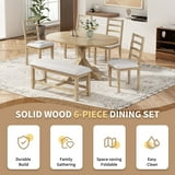 6-Piece Dining Table Set, Farmhouse 60 Inches Extendable Pedestal ...