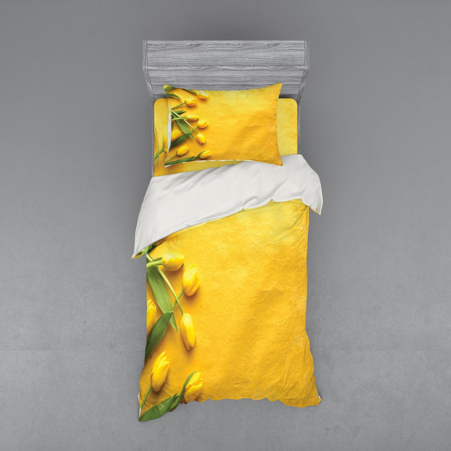 Ambesonne Yellow Bedding Set 3 Pcs, Tulip Flowers Garden, Twin XL ...