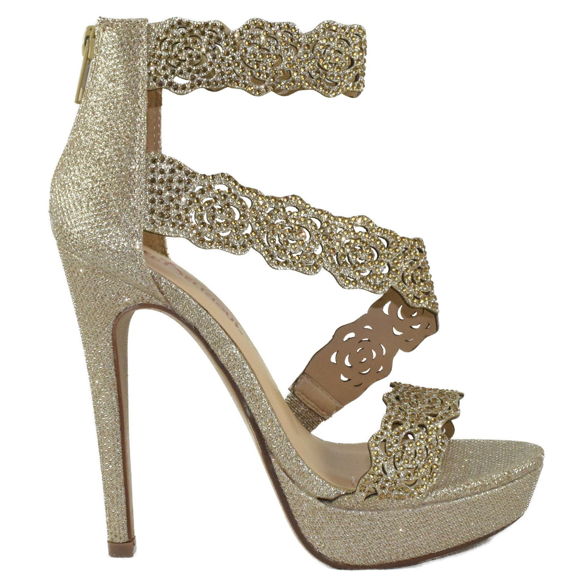 Gold And Red Closed Toe Heels