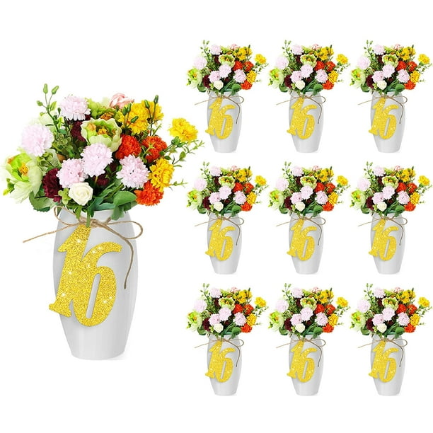 10 Pieces Sweet 16 Birthday Decorations Number 16 Jar Centerpiece Sweet ...