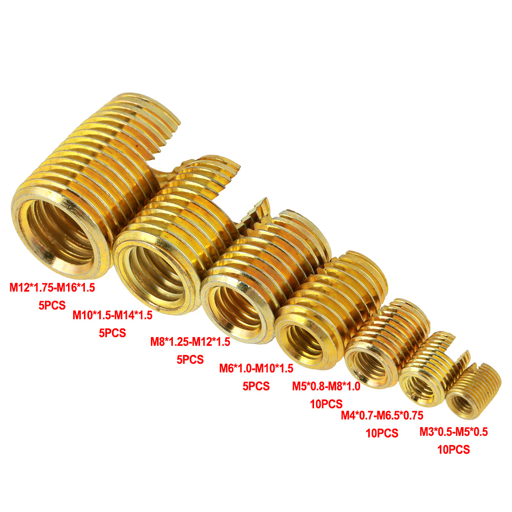 Tebru 50Pcs Brass Tone Self Tapping Thread Slotted Inserts Combination Set Repair Thread Tool Tebru 50Pcs Brass Tone Self Tapping Thread Slotted Inserts Combination Set Repair Thread Tool
