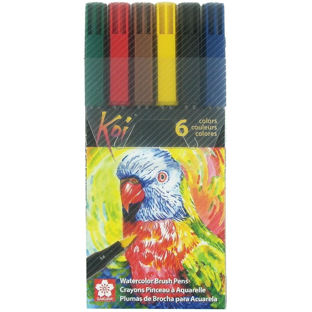 Koi Coloring Brush Pens 6/Pkg-Assorted - Walmart.com - Walmart.com