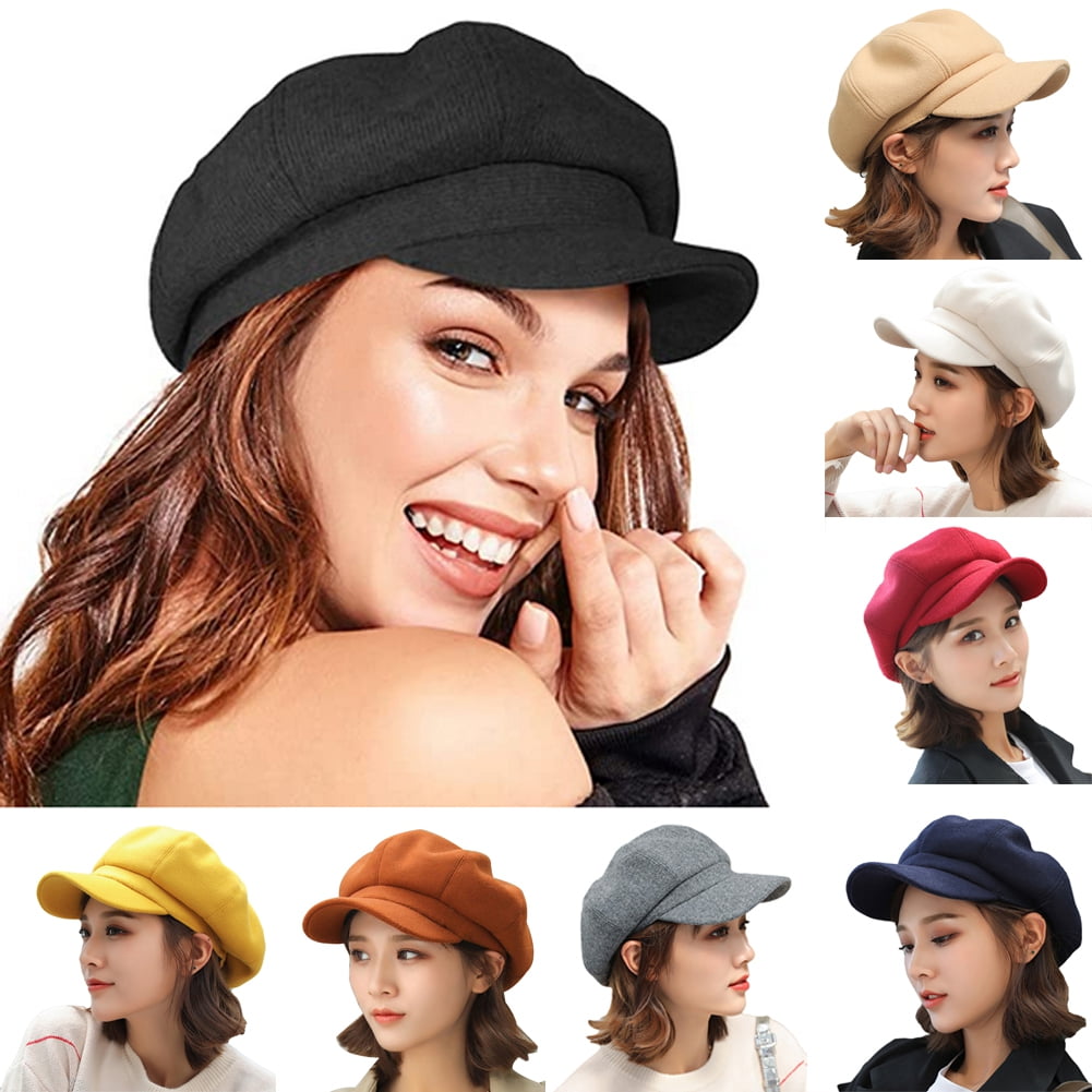 Happy Date Newsboy Hats for Women, Women Newsboy Hats Winter Felt Retro ...