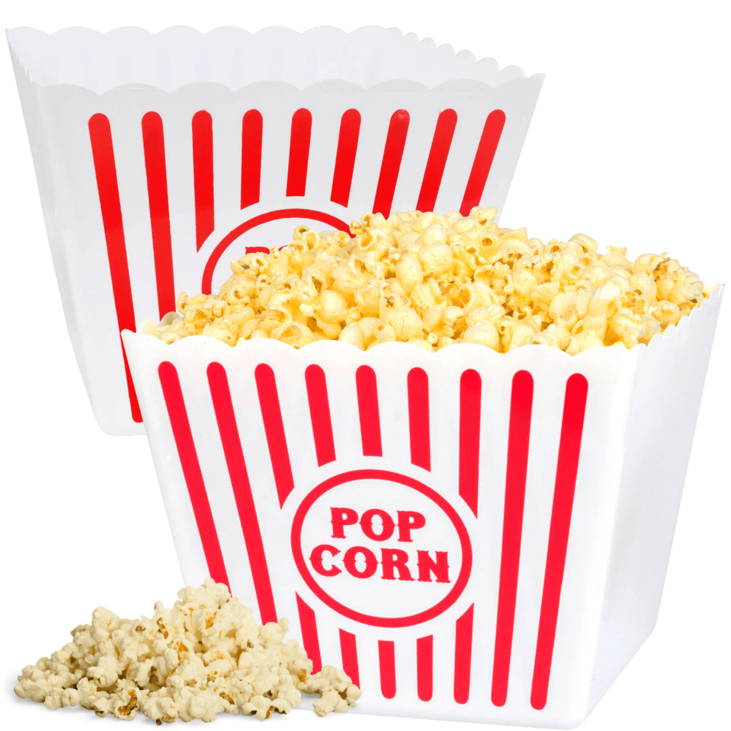 Popcorn Bowl Plastic Classic Tub Red & White Striped Container Movie ...