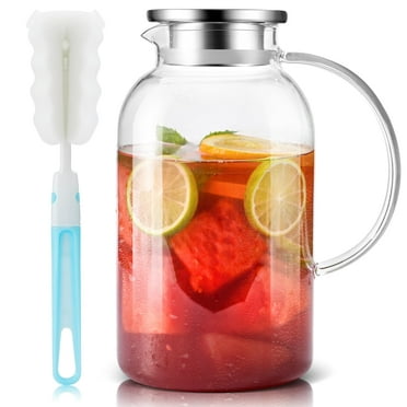 Aofmee 2L Glass Pitcher | 68oz Water Pitcher with Stainless Steel Lid ...