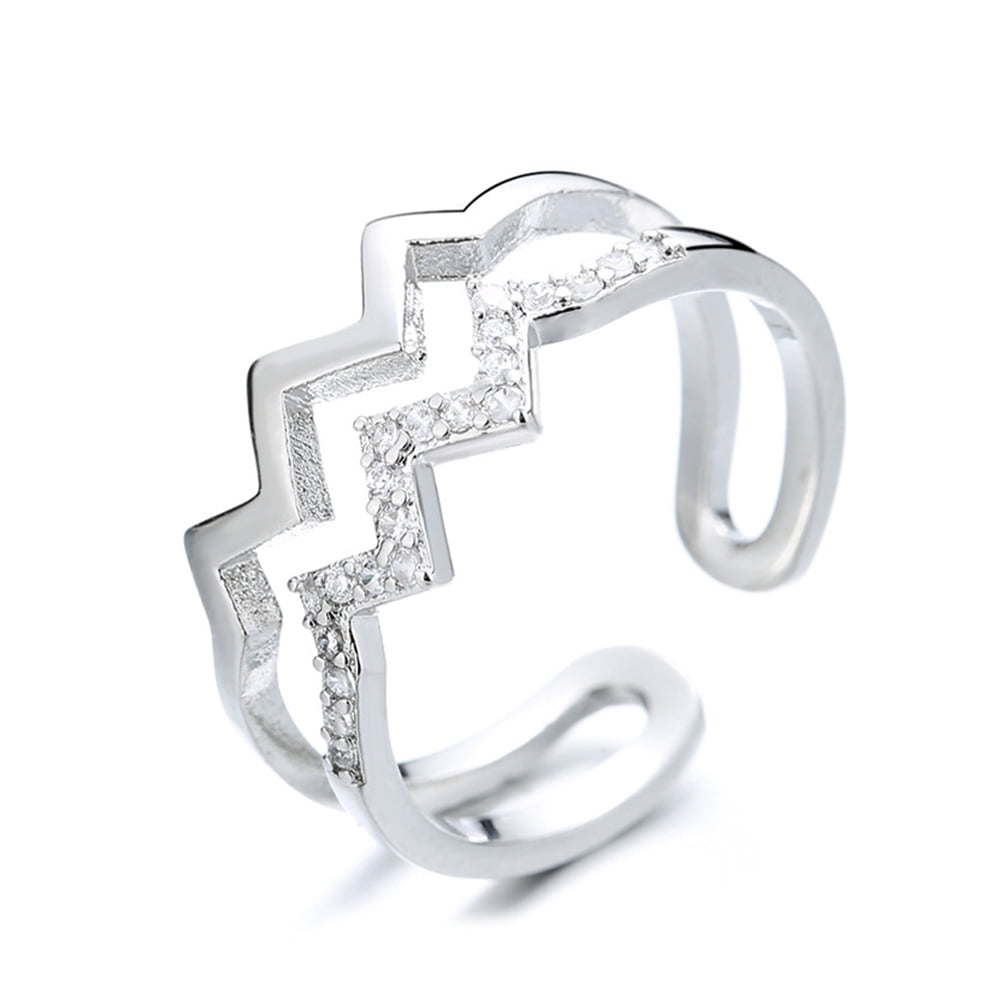 Woman Vintage Waves Courtly Style Ring Simple Lightweight to Wear Ring ...