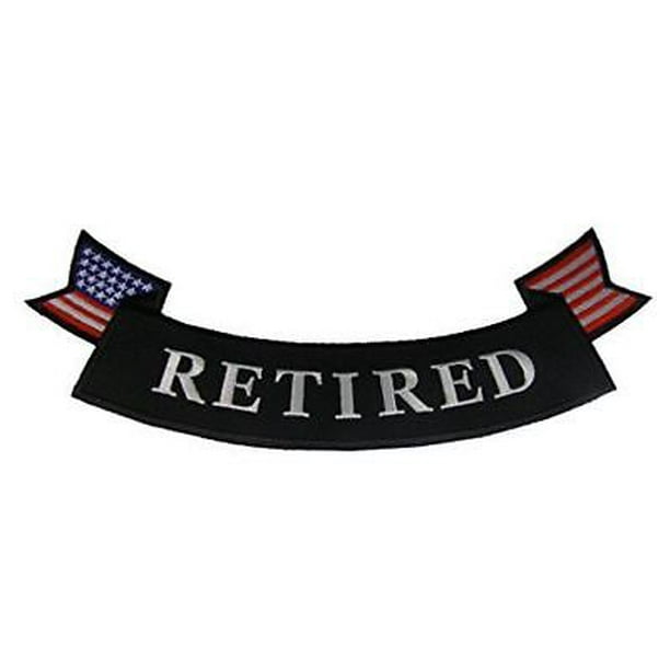 LARGE RETIRED BOTTOM ROCKER BACK PATCH STARS STRIPES BIKER VETERAN ...