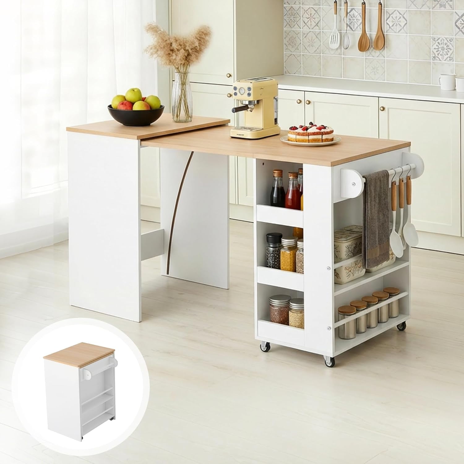 Click here for Mellcom Extendable Kitchen Island mobile With Stor... prices