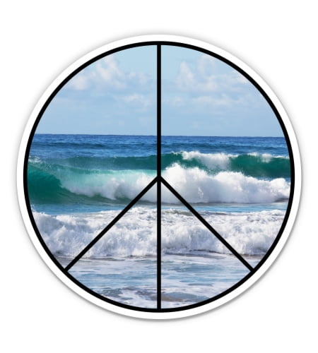Peace Sign Ocean Waves Surf Chill Ocean - 3" Vinyl Sticker - For Car ...