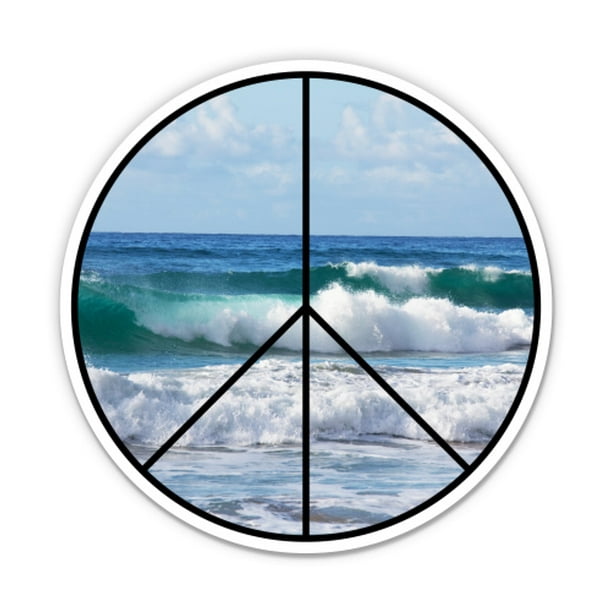 Peace Sign Ocean Waves Surf Chill Ocean - 8" Vinyl Sticker - For Car ...