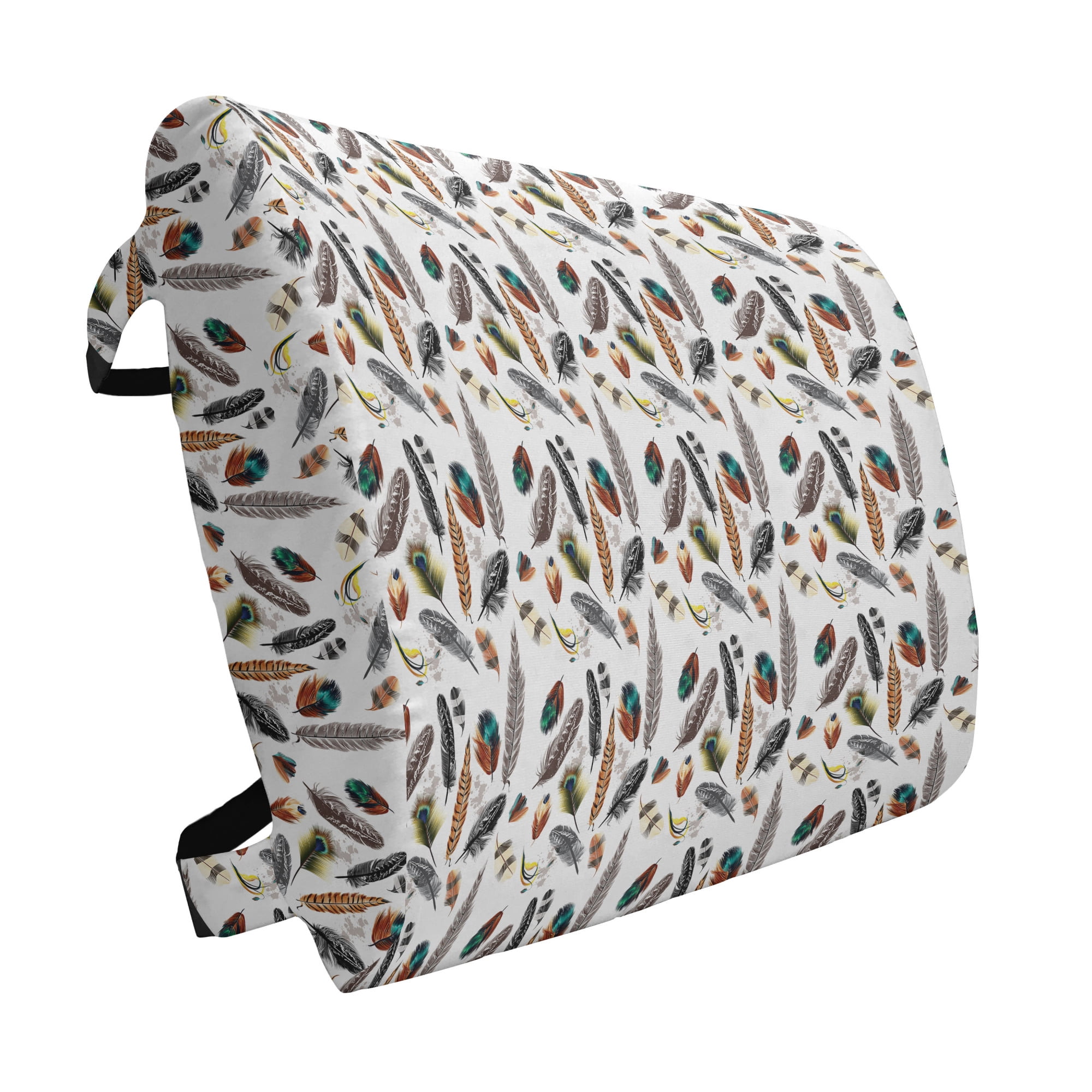 Feathers Lumbar Pillow, Arrangement of Types of Quills in Vivid Tones ...