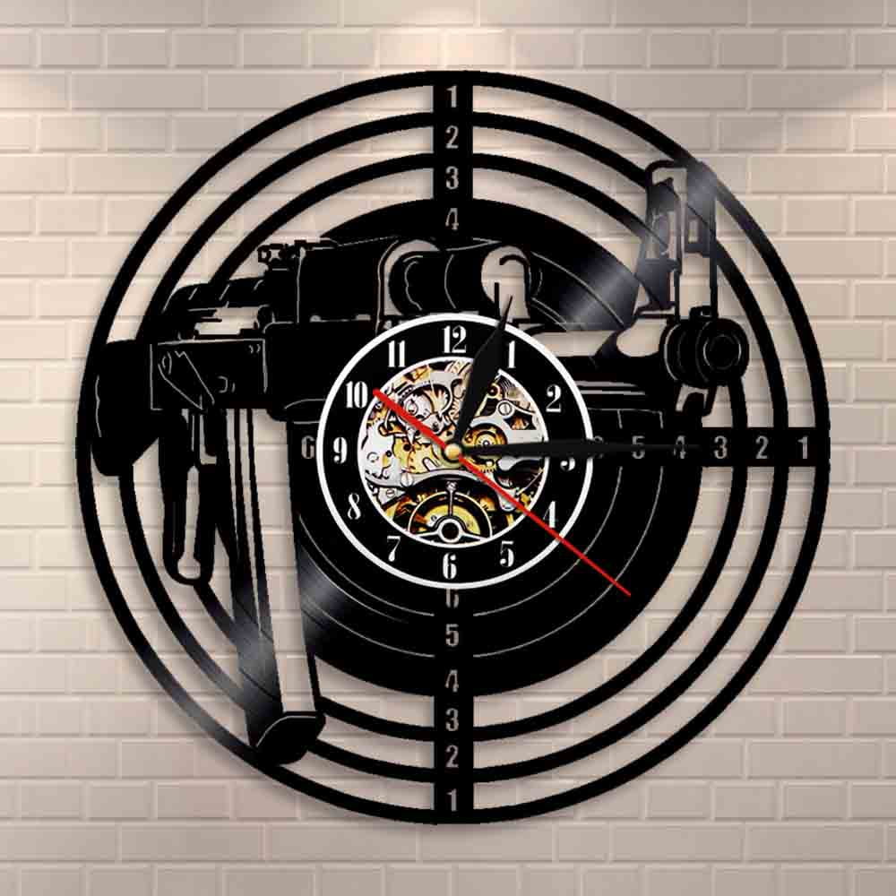 Shooting Gun Vinyl Record Wall Clock Shooting Target Vinyl Clock Air ...