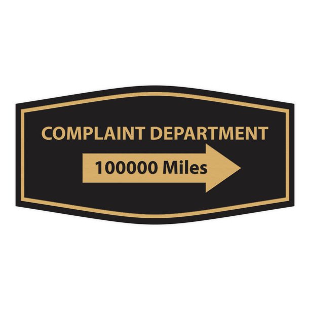 Signs ByLITA Fancy Complaint Dept. 100000 Miles Arrow Funny Office Sign ...