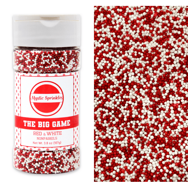 Mystic Sprinkles The Big Game: Red & White Nonpareil Mix 3.8 oz ...