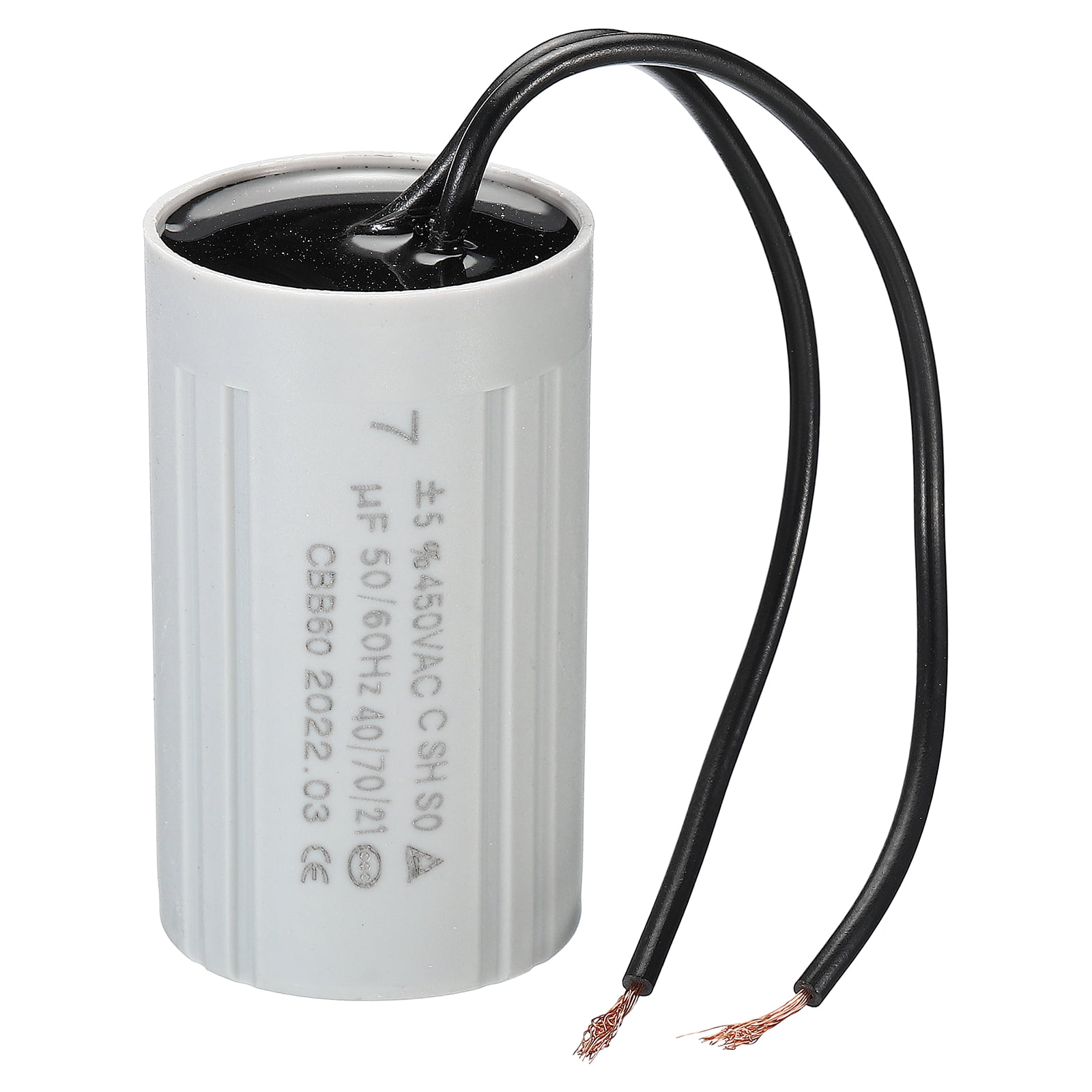 CBB60 7uF Running Capacitor, AC 450V 2 Wires 50/60Hz Cylinder 60x35mm for Motor Start - Walmart.com