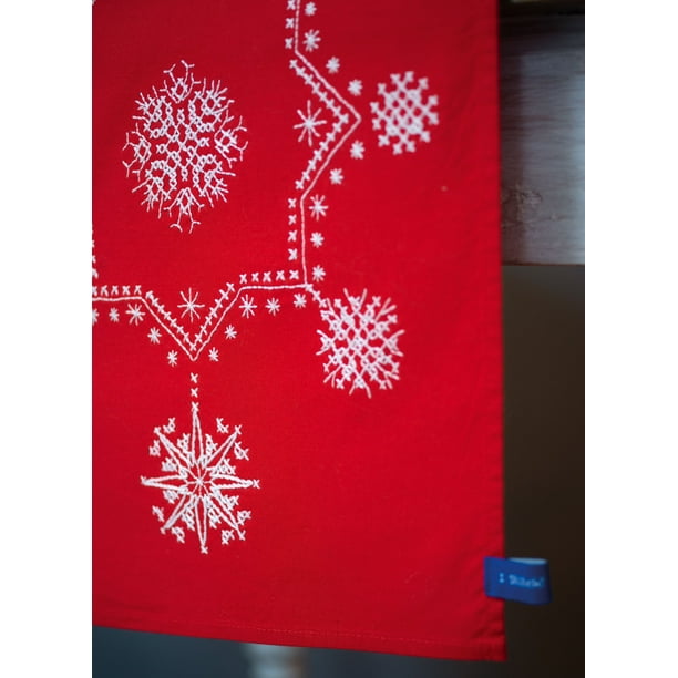 Vervaco Stamped Table Runner Cross Stitch Kit 16"X40"-White Christmas ...