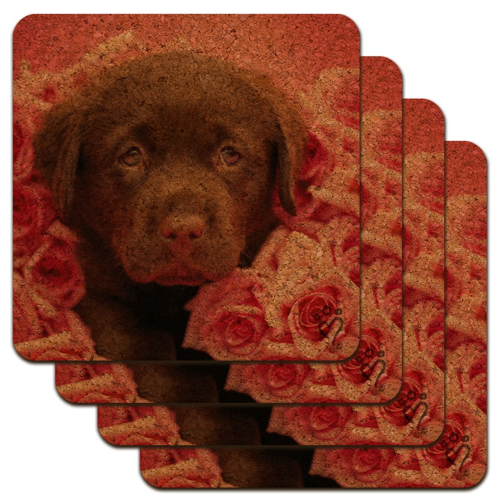Chocolate Labrador Retriever Puppy Dog Pink Roses Low Profile Novelty ...