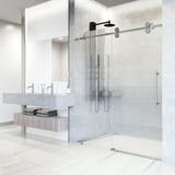 VIGO Elan 56 to 60 in. W x 74 in. H Sliding Frameless Shower Door in Stainless Steel with 3/8 in ...