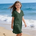 Bobifish Big Girls Dresses V Neck Short Sleeve Solid Color Lightweight ...