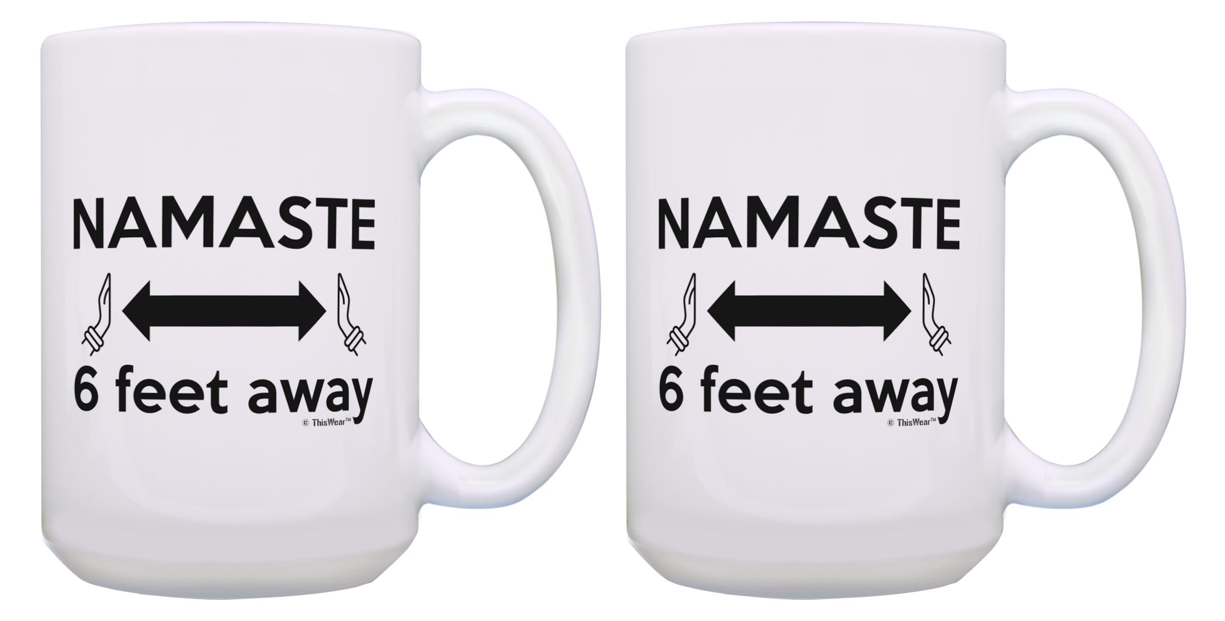 ThisWear 2020 Office Humor Social Distancing NAMASTE 6 Feet Away 2 Pack ...