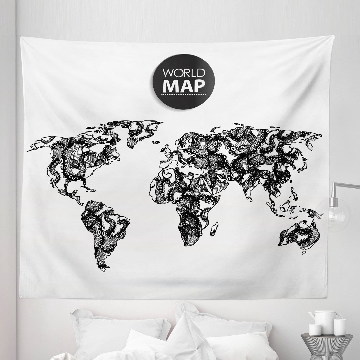Black White Tapestry, Modern Elements of Infographics Octopus Animal ...