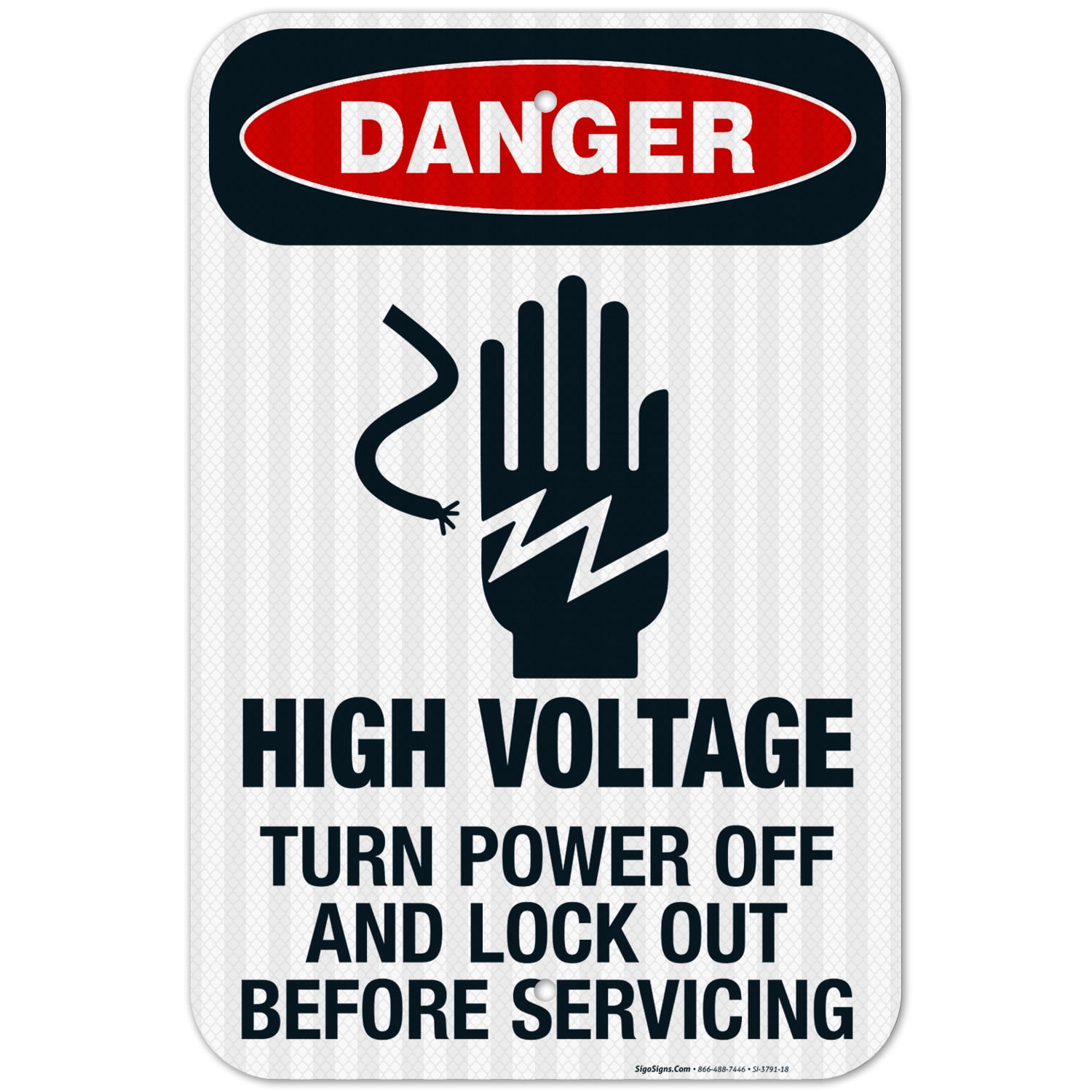 High Voltage Turn Power Off And Lock Out Before Servicing Sign, OSHA ...