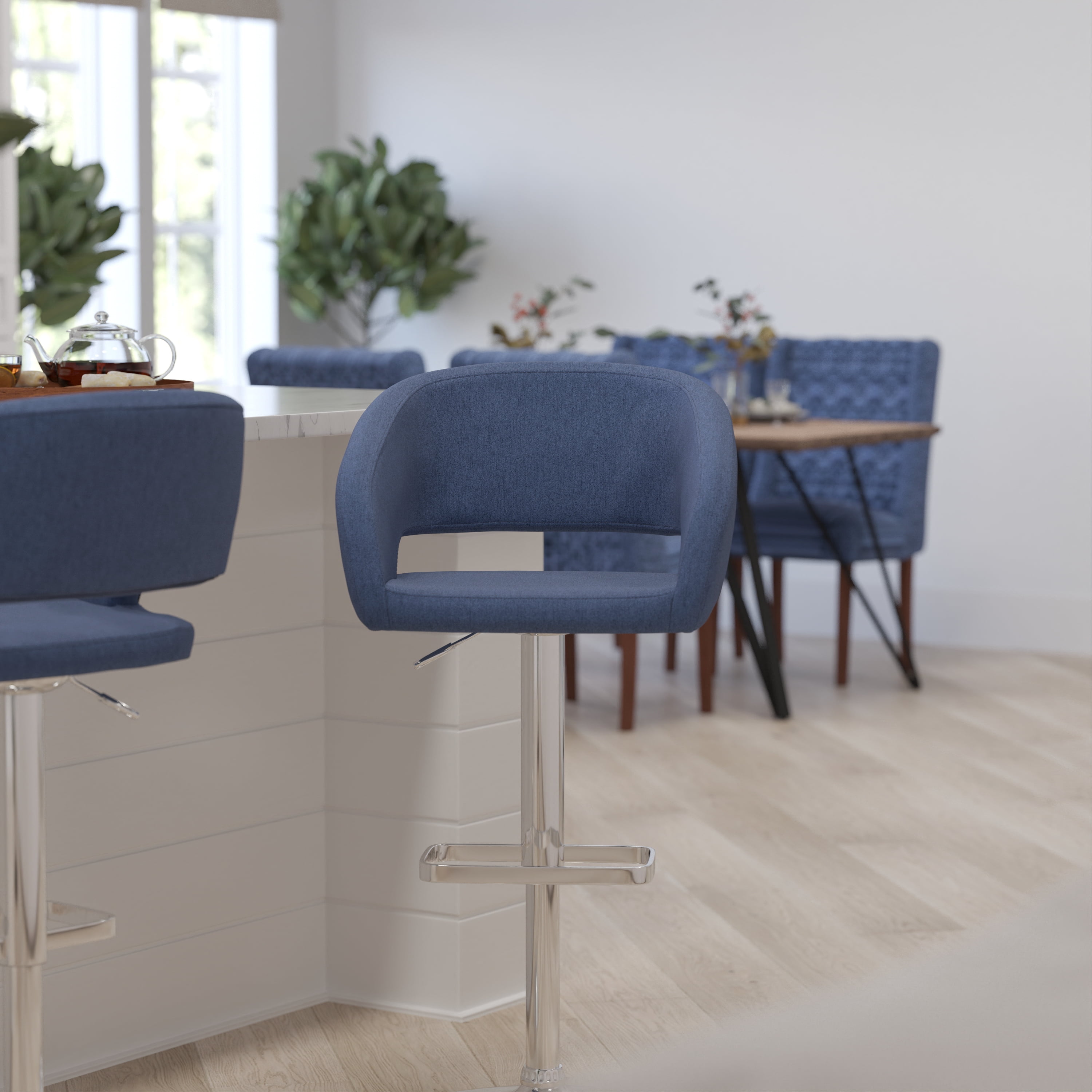 Merrick Lane Modern Bar Stool Rounded Mid-Back Stool With Height ...