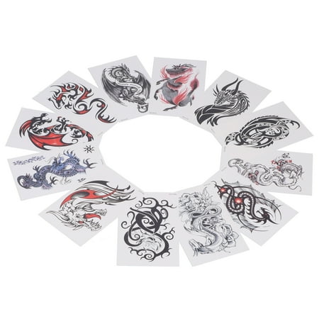 Domqga 12 Sheets Temporary Stickers Waterproof Fake Arm Chest Shoulder ...