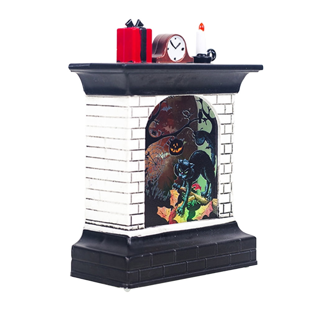 Taize Fireplace Design Halloween Cat Witch Pumpkin LED Light Ornament ...