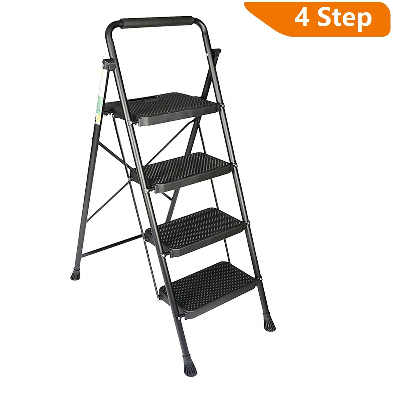 Folding Step Ladders 4-Step Heavy Duty Iron Frame Foldable Ladder, Non ...