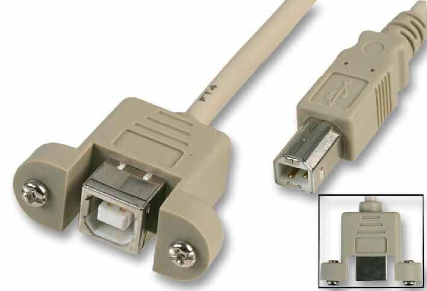 PRO SIGNAL - USB 2.0 B Panel Mount Female to USB 2.0 B Male Lead, 3m ...