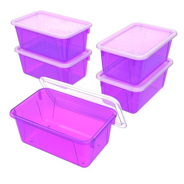 Storex Plastic Cubby Bin, Kids' Craft and Supply Storage, Clear, 5-Pack ...