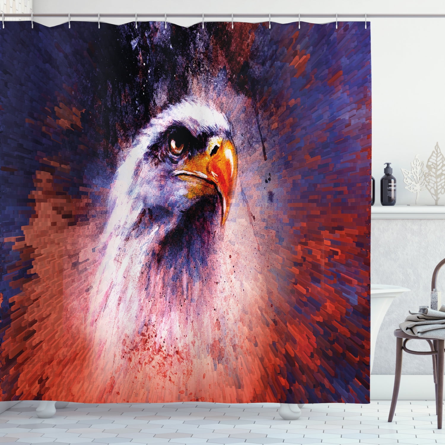 Ambesonne Eagle Shower Curtain, Cool Aggressive Animal, 69"Wx70"L ...
