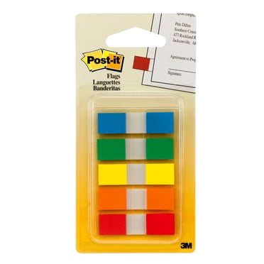 Post it Sign Here Message Flags, Assorted Colors, 1/2 in, 20/Color, 5 ...