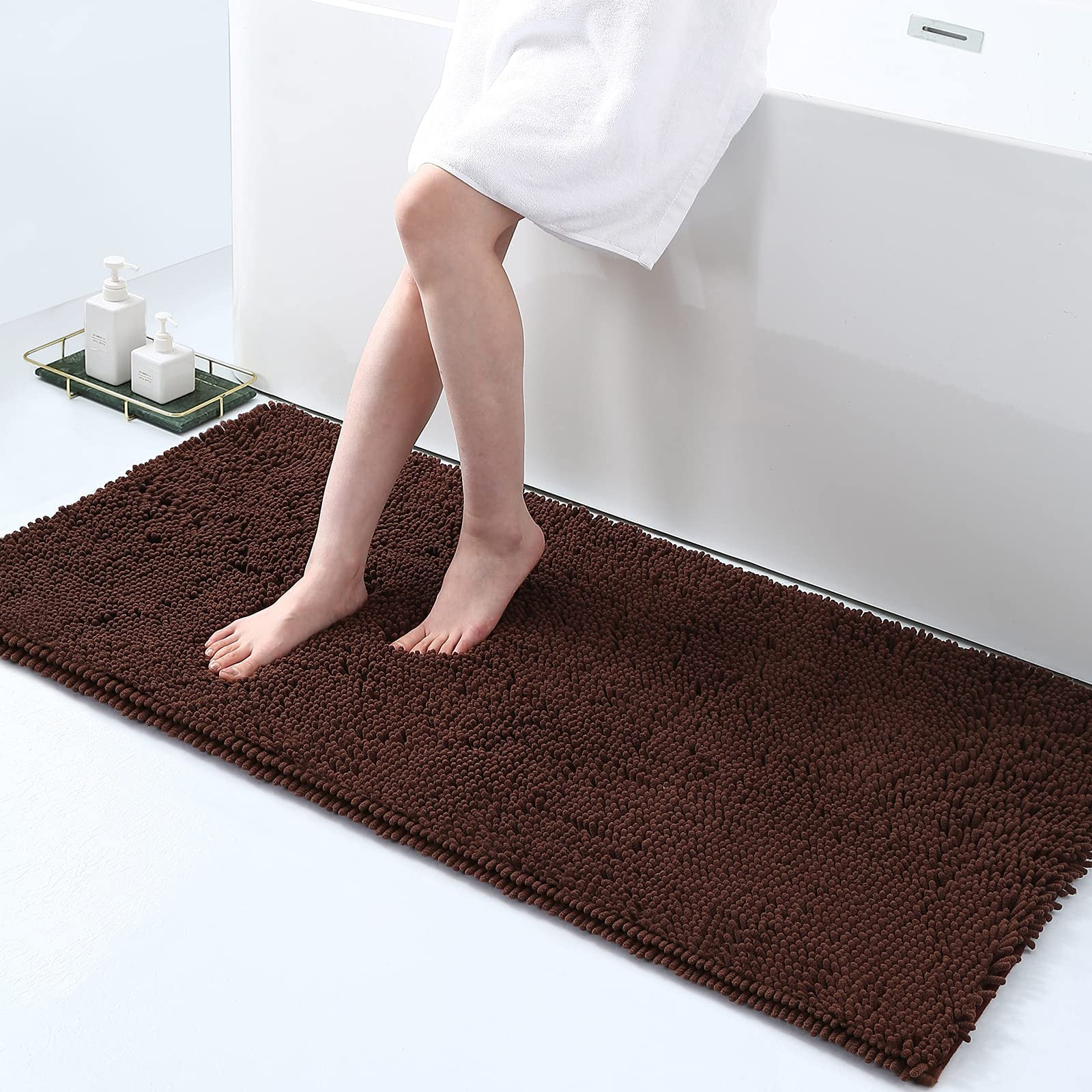 Smiry Luxury Chenille Bath Rug, Extra Soft and Absorbent Shaggy ...
