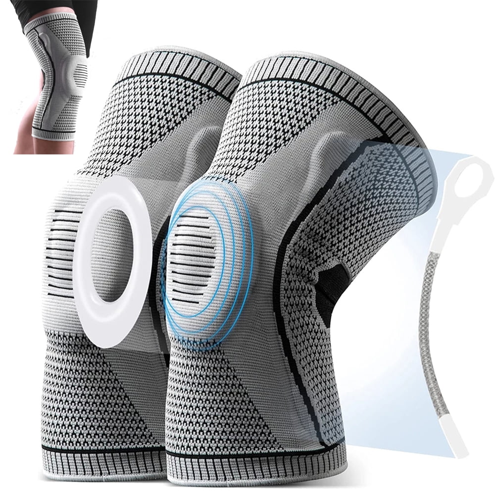 Noyal 1 Pair Silicone Full Knee Brace Strap Patella Medial Support ...