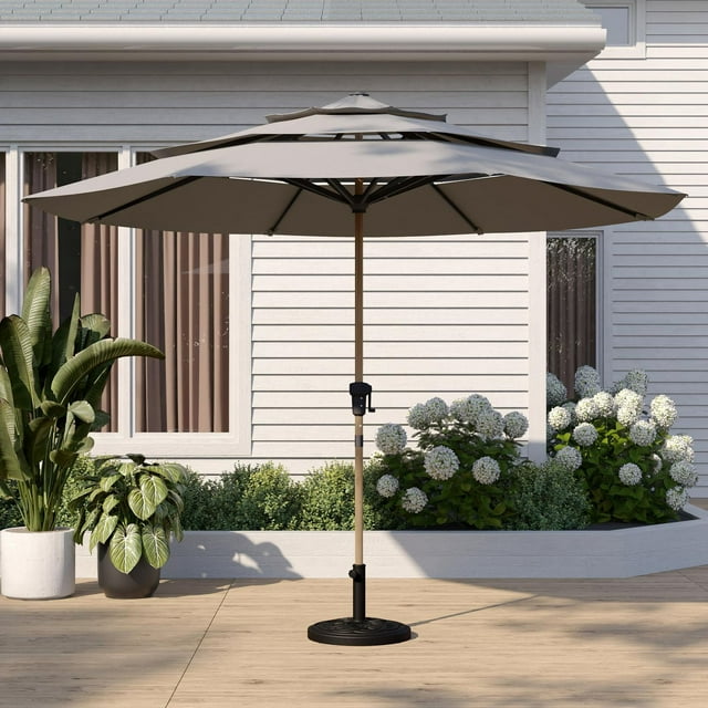 Better Homes & Gardens 10 ft. Round 3-Tier Market Patio Umbrella, Taupe ...