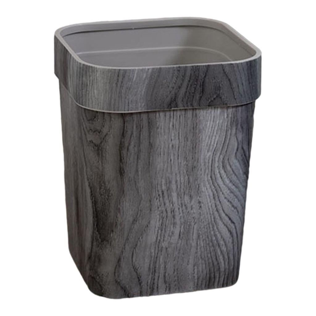 Wood Grain Waste Bins Decorative Square Retro Style Waste Dustbin ...