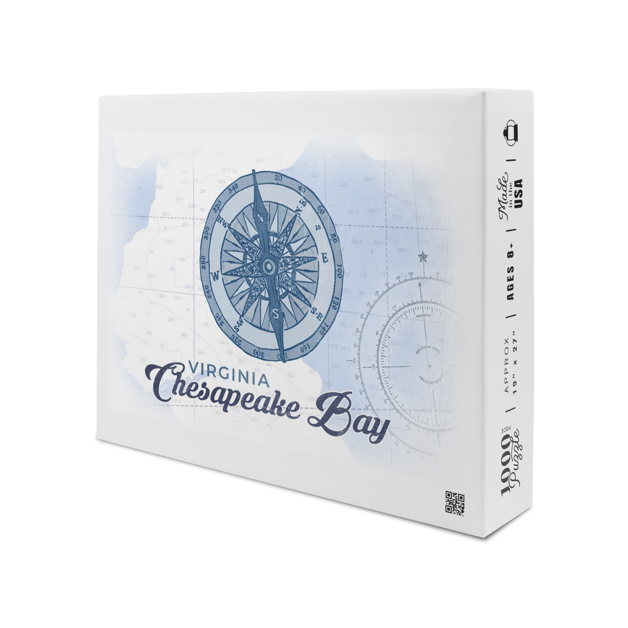 Chesapeake Bay, Viriginia, Compass, Blue, Coastal Icon (1000 Piece ...