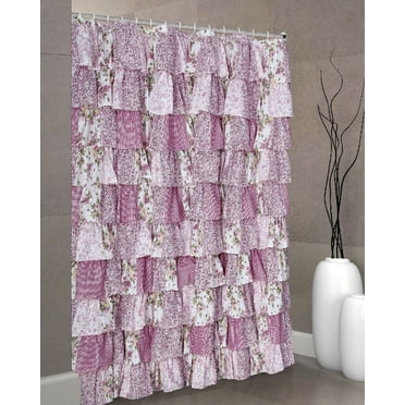 Ruffled multi pink Fabric Shower Curtain - Walmart.com