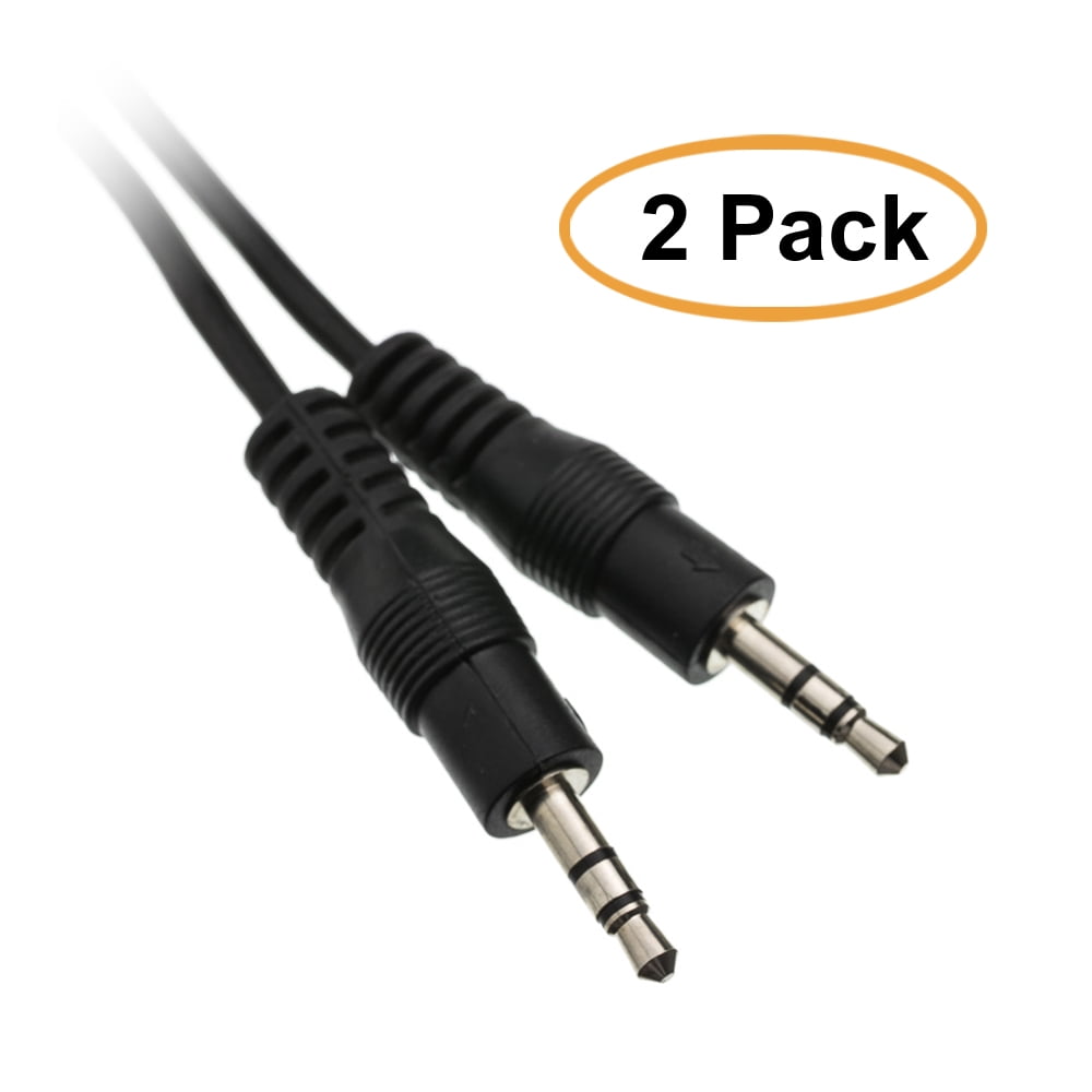 C&E Black 3.5mm Stereo Cable, Black 3.5mm Male, 6 Feet, 2 Pack ...