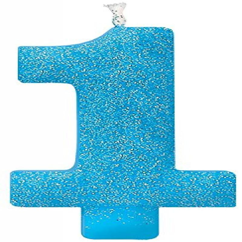 Amscan Giant Glitter Number 1 Candle Cake Topper, 5, Blue - Walmart.com